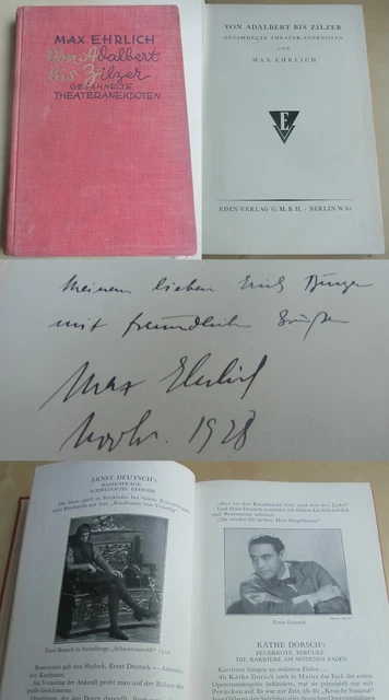 DEDIZIONE: DI ADALBERT Fino Zilzer. Theater-Anekdoten Max. Ehrlich ...