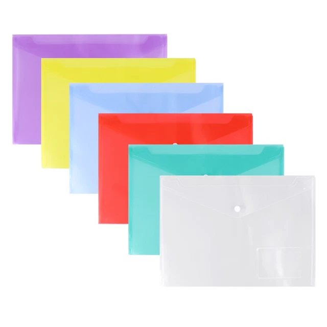 20 PCS PLASTIC Document Folder File Pocket with Snap Bag for Storage ...