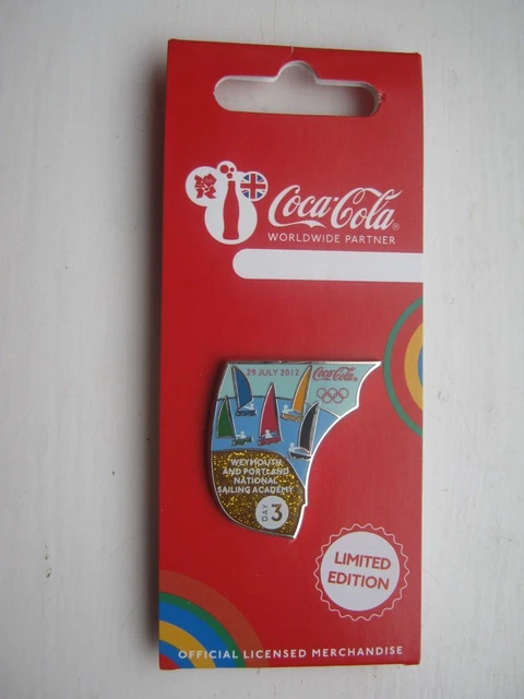 RARE COCA Cola- London Olympic Games Pin Badge 2012-- Day 3 Sailing ...