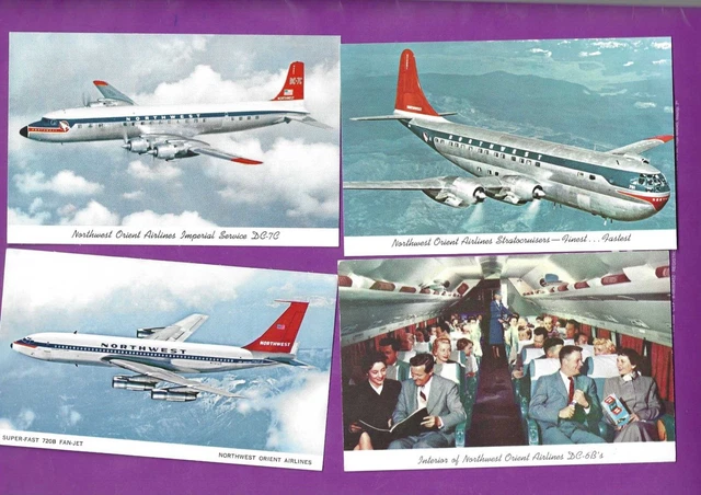 NORTHWEST AIRLINES ISSUED stratocruiser/DC-6B/7C/Boeing 720 postcards ...