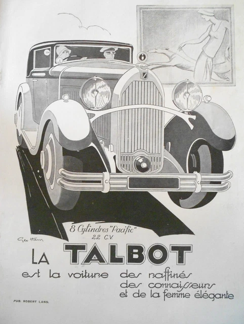 AFFICHE PUBLICITAIRE ANCIENNE années 1920/1930 - Thème automobile - Talbot EUR 4,95 - PicClick FR