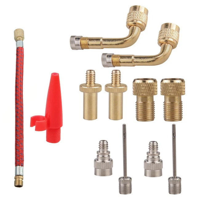 12PCS/SET BICYCLE VALVE Adapters Kit SV/AV/DV Converter Tire Pump ...