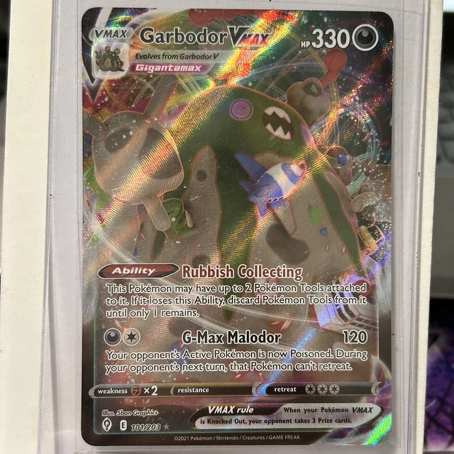 CARTE POKÉMON GARBODOR Vmax 101/203 Evolving Skies comme neuve art ...