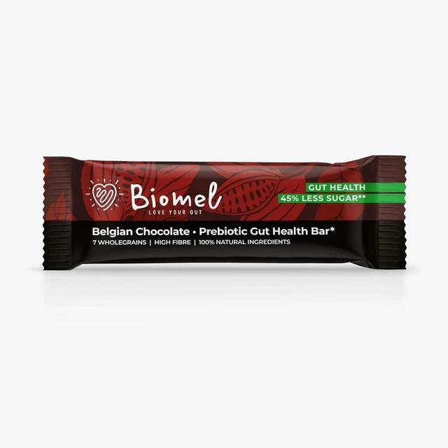 12 X BIOMEL Prebiotic Gut Health Bars Natural High Fibre Belgian ...