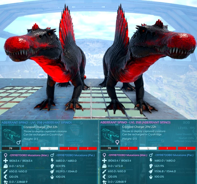 TOP STAT ABERRANT Spino Mating Pair - Deadpool - Ark Survival Evolved ...