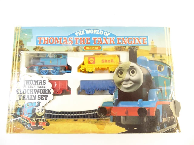 THOMAS THE TANK Engine Clockwork Train Set Hornby Key Boxed Extra Track ...