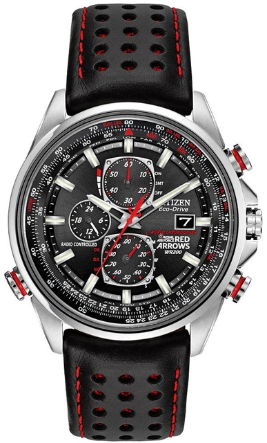 CITIZEN RED ARROWS Chronograph Sapphire Men's Watch Leather Band AT8060 ...