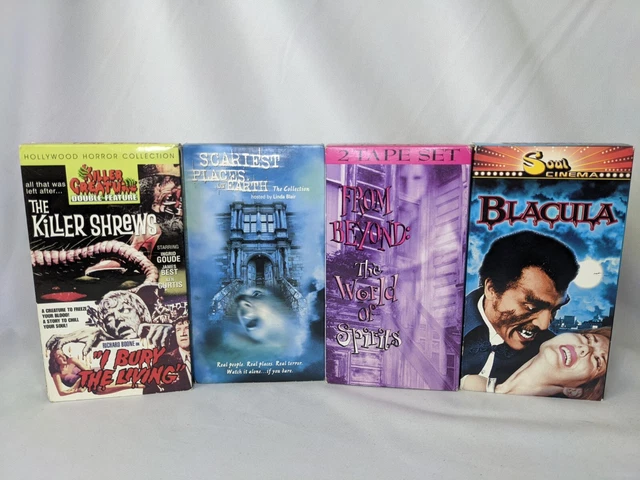 LOT DE 4 horreurs cultes VHS : Blackula, musaraigne tueuse, endroits ...