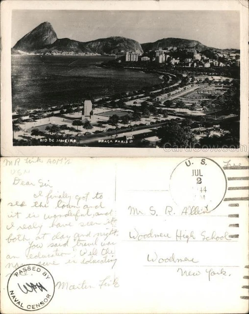BRAZIL 1944 RPPC View of Rio de Janeiro Real Photo Post Card Free stamp ...