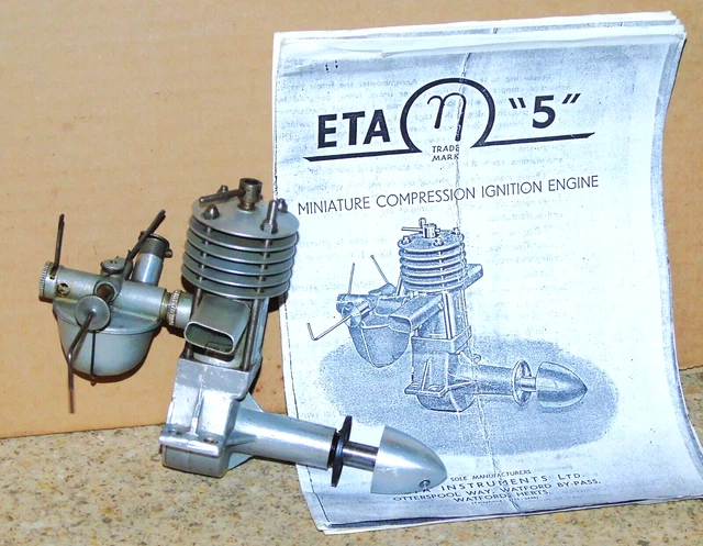 RARE VINTAGE 1940S ETA OF WATFORD HERTS 5cc DIESEL MODEL AIRPLANE AERO ...