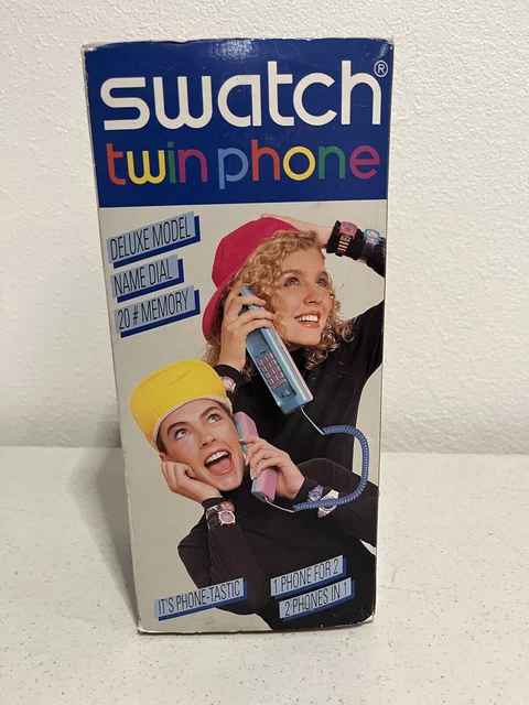 VINTAGE SWATCH TWIN Phone Grey Pick Me Up 1980s TESTED Working push ...