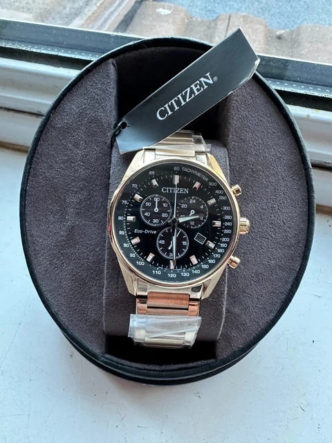 NEW CITIZEN ECO Drive Chronograph Watch Gold Plated At2398-72E Cal H500 ...