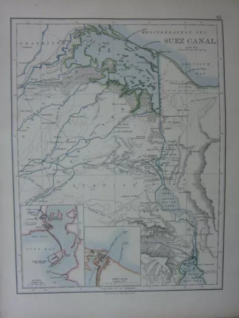 1897 Carte ~ Suez Canal Ismailia Timsah Port Said Suez Plan Port Ibrahim Eur 2717 Picclick Fr