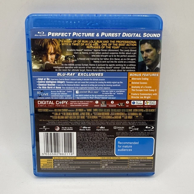 HANNA BLU-RAY + DVD + Digital Copy Eric Bana Cate Blanchett Action ...