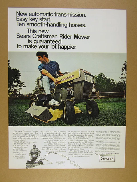 1969 SEARS CRAFTSMAN StrongMower Riding Lawn Mower photo vintage print ...