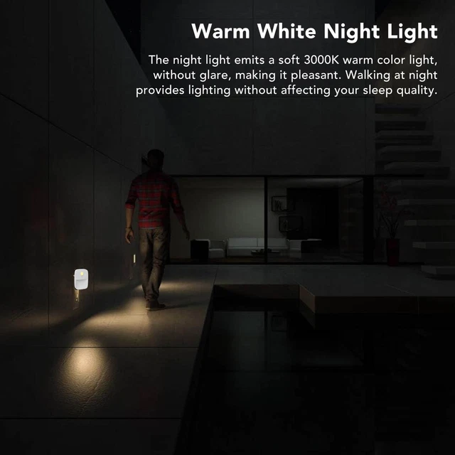 2X PLUG IN Night Light Mini Warm White LED Motion Sensor Night Light ...
