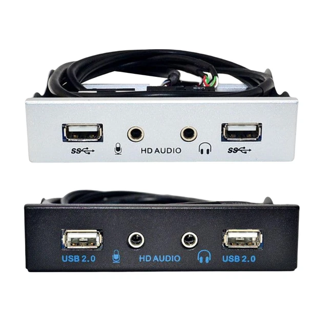 PANNELLO FRONTALE HUB pin a USB 2.0 per PC 2 porte USB 2.0 Audio Jack ...