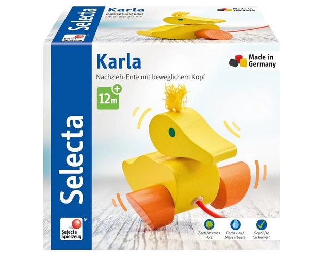SELECTA - KARLA la papera giocattolo da tirare in legno 10 cm 62001 EUR ...