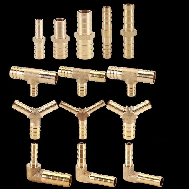 BRASS REDUCER BARB Splitter Hose Joiner Pipe Connector Air Water Fuel ...