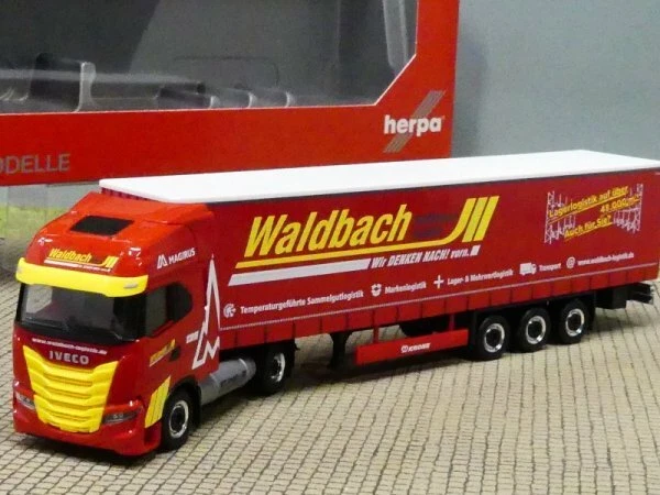 1/87 HERPA IVECO S-Way LNG Gardinenplanen-SZ Waldbach Logistik 314411 £ ...
