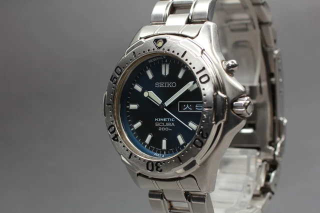 [EXC+5] SEIKO KINETIC Scuba 5M43-0C30 Quartz Blue Dial Men's Watch From ...