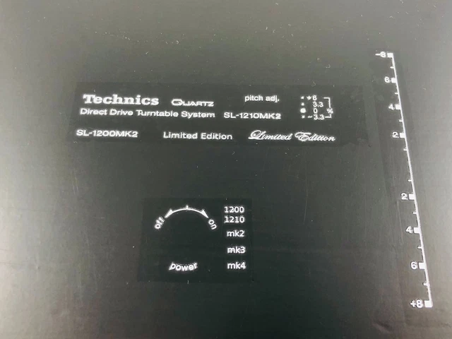 TECHNICS SL 1210 1200 MK2 3D Dry Screen Print Kit on Off + Pitch + TA ...