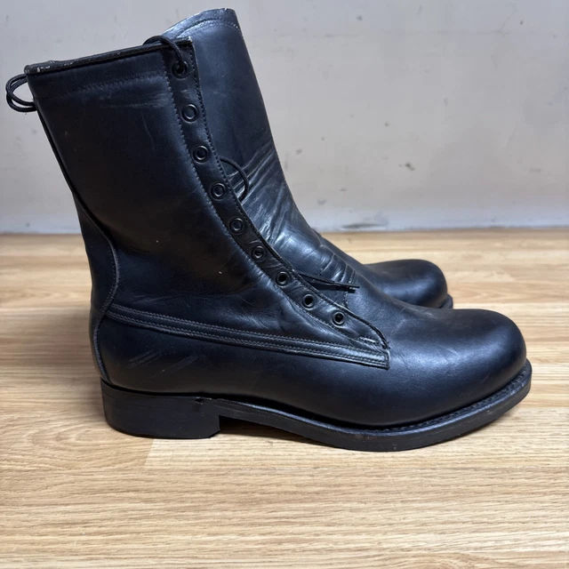 ADDISON MILITARY BLACK Leather Combat Boots 3563 Vintage 1972 Mens Size ...