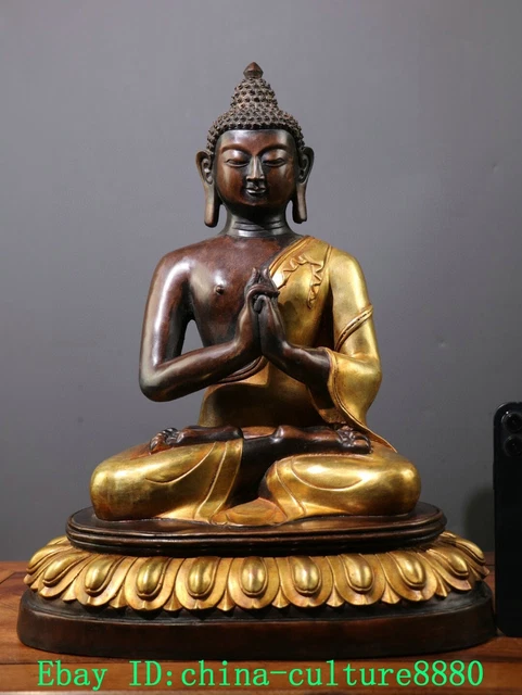 15.5 '' VIEUX Bouddha Shakyamuni en bronze tibétain doré EUR 555,90 - PicClick FR