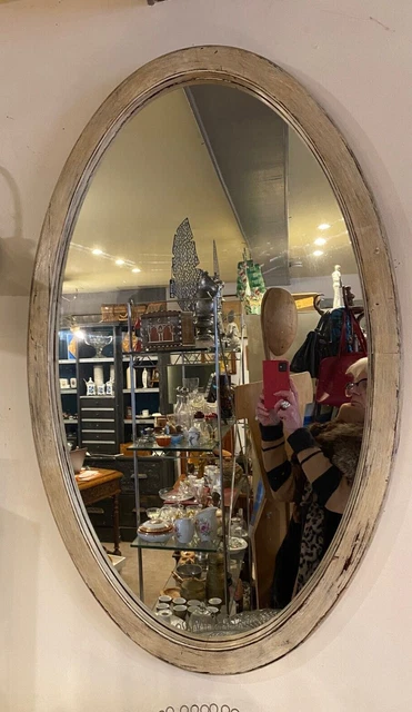 GRAND MIROIR OVALE Ancien Cadre Bois Patine Beige Debut Xxeme EUR 200 ... GRAND MIROIR OVALE Ancien Cadre Bois Patine Beige Debut Xxeme EUR 200 ...