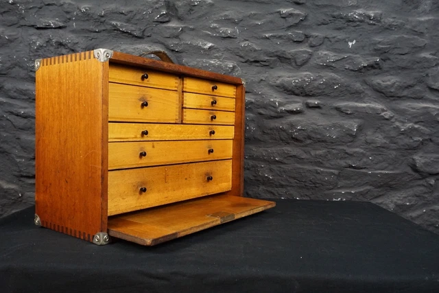 VINTAGE EMIR ENGINEERS Wooden Tool Cabinet / Chest / Box with 8 Drawers ...