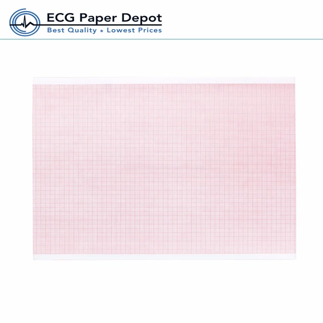 ECG EKG PAPER Z-Fold Red Grid Thermal Recording Sheets 18416-0027 10 ...