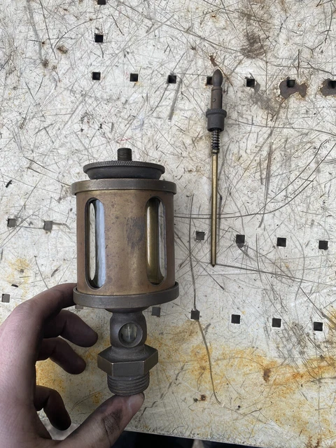 VINTAGE STATIONERY STEAM Engine Oiler Drip Feed Glass Sight Traction ...