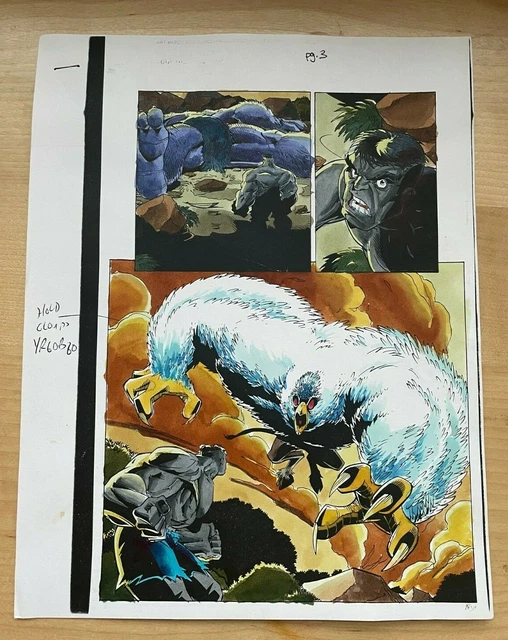 SPIDER-MAN #14 ORIGINAL comic ART COLOR GUIDE HALF SPLASH GRAY HULK ...
