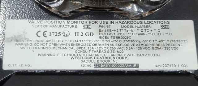 WESTLOCK ACCUTRAK 2245 Ventil Positions Monitor 2200, IEC ...