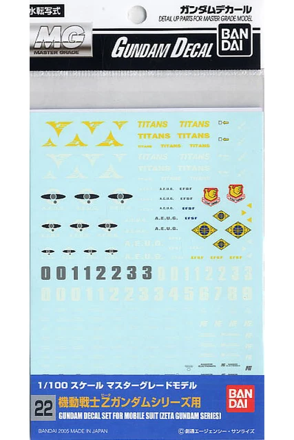 GD22 GUNDAM DECAL Gunpla MG Master Grade Multi Zeta Gundam Series ...