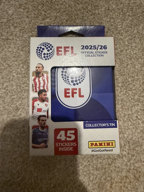 PANINI EFL STICKERS Collectors Tin x9 Packs 2025/26 Official Sticker ...