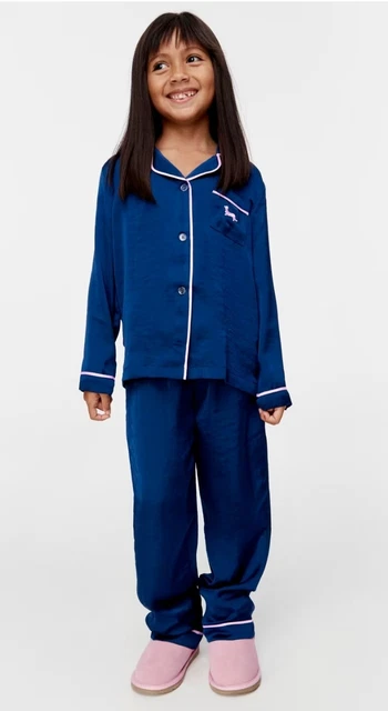 PETER ALEXANDER KIDS Navy Satin Winter Long Pjs Set Size 10 - Brand New ...