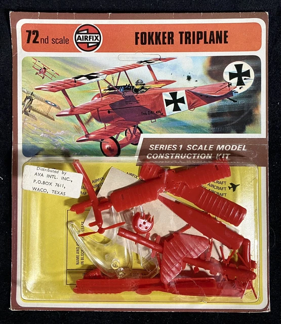1973 AIRFIX 1/72 Scale FOKKER TRIPLANE Model Kit, #01008-7, In Blister ...