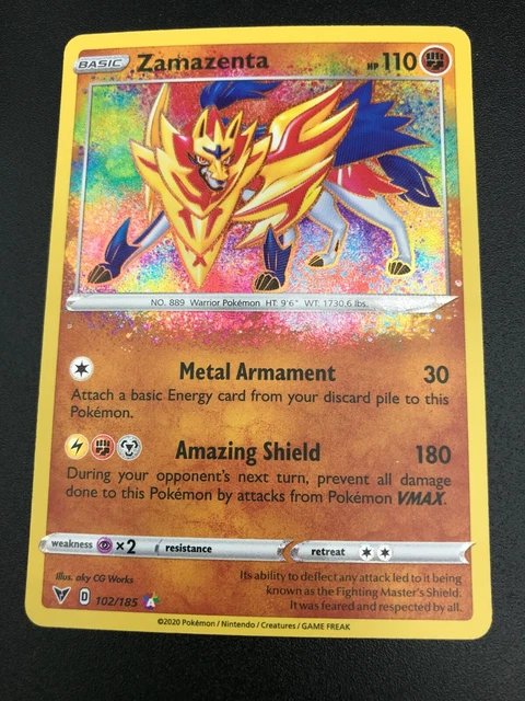 ZAMAZENTA AMAZING RARE 102/185 Pokemon SWSH Vivid Voltage NM 2020 HOLO ...
