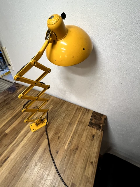 SCHERENLAMPE ORIGINAL KAISER Idell gelb 4 Scheren 21 cm Schirm EUR 148 ...