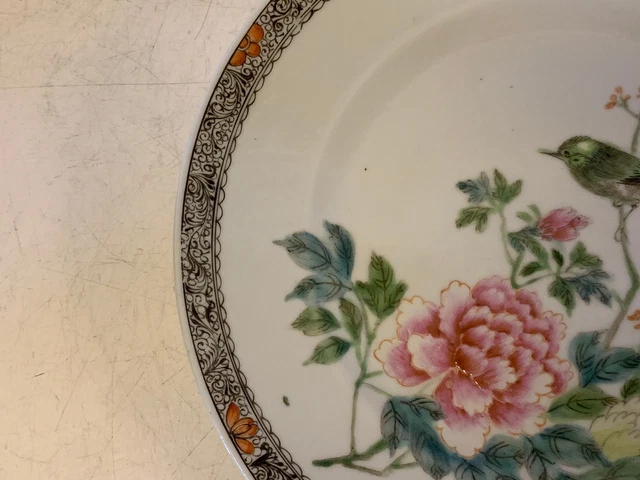 ANTIQUE CHINESE REPUBLIC Period Porcelain Plate w/ Bird & Floral ...