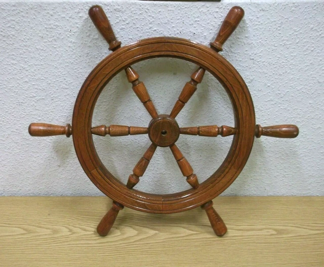 TIMONE NAVE RUOTE IN Legno Maritim Volante Legno Decorazione 50cm EUR ...
