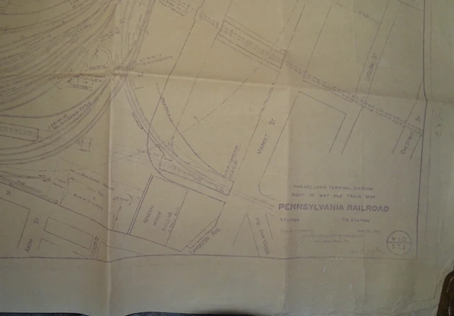 PENNSYLVANIA RAILROAD RIGHT of Way Track Map Philadelphia Terminal ...