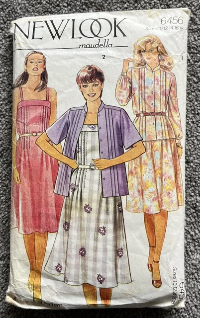 VINTAGE NEW LOOK Maudella 6456 Sewing Pattern Strappy Dress & Jacket ...