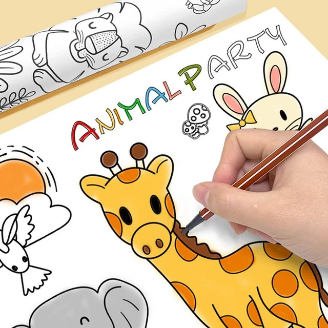 CHILDREN COLORING PAPER Graffiti Scroll Drawing Roll DIY Sticky Color ...