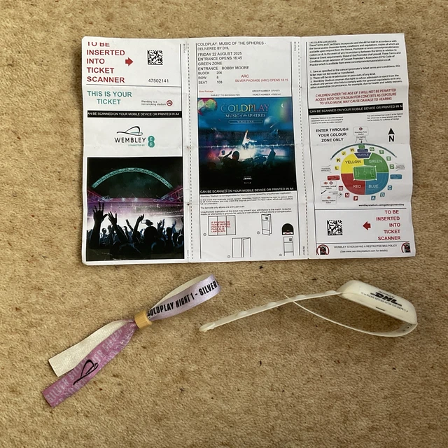 COLDPLAY 2025 The Spheres World Tour Wristband / Entry Ticket / Glow ...
