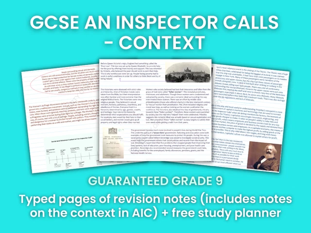 GCSE AN INSPECTOR Calls Context Grade 9/A* Revision Notes English ...