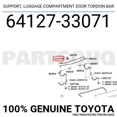6412706110 GENUINE TOYOTA SUPPORT, LUGGAGE COMPARTMENT DOOR TORSION BAR ...