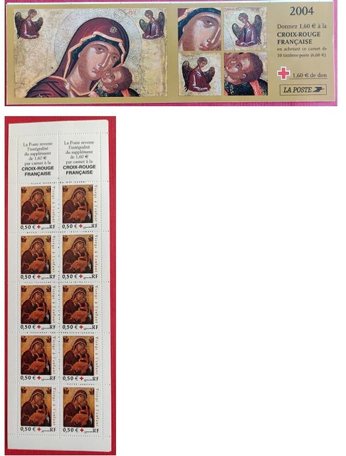 VIERGE ET ENFANT NATIVITE CROIX ROUGE - Carnet 12 timbres 0,50€ FRANCE ...