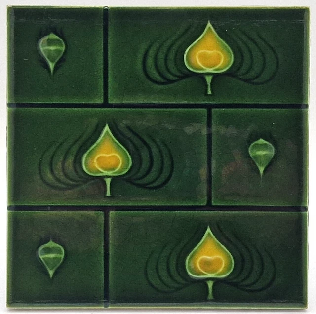 ART NOUVEAU FIREPLACE Majolica Tile Alfred Meakin Ltd. C1905 £40.00 ...